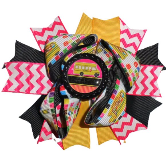Accessories | Back To School Bus Girls Hair Bow Clip 5 Inches | Poshmark